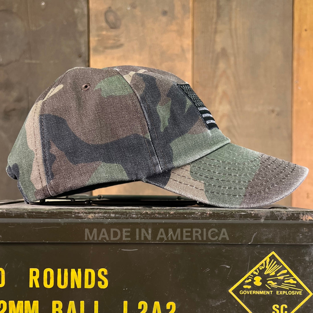 Woodland Camouflage American Flag Hat Made In USA – The American Hat ...